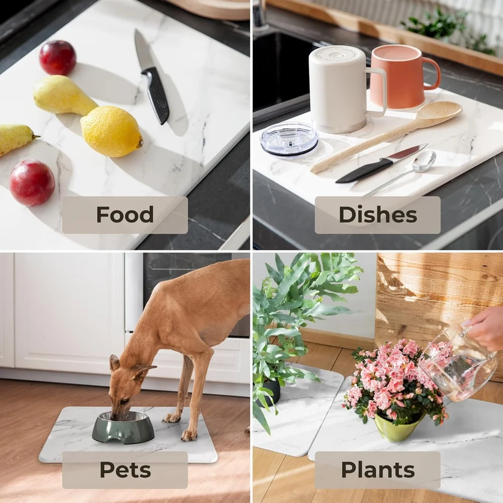 Woodland Ross | Kitchen | Diatomite Marble Stone Dish Drying Mat Rack ...